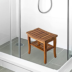 VaeFae Bamboo Shower Stool and Teak Shower Bench for Inside Shower