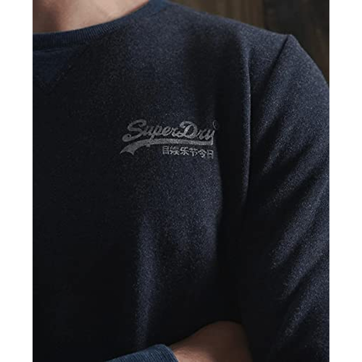 Superdry Mens Orange Label Interest Crew Sweatshirt, Slim Fit, Crew Neckline Midnight Blue Grit Size M