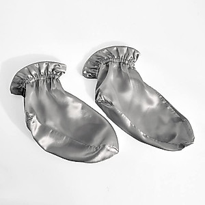 THXSILK 100% Pure Mulberry Silk Hyaluronic Acid Sleep Socks for Women Men Soft Skin Whitening Moisture Heal and Treat Dry Cracked Heels, Sock Length 9.65", Grey