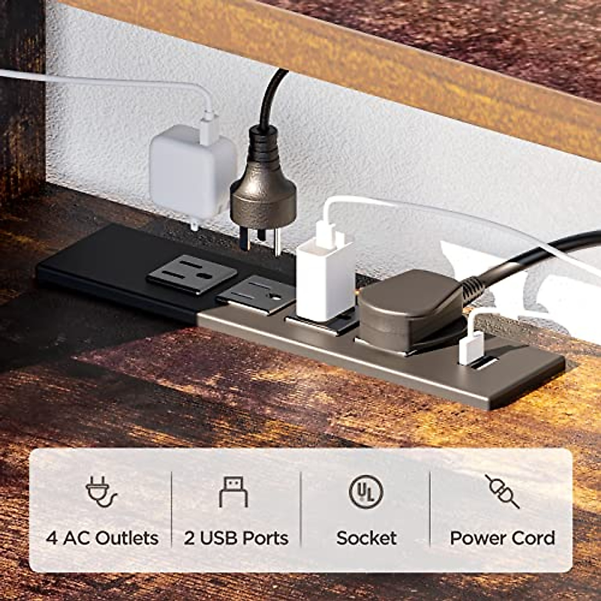 DOUBUY Floating TV Stand Wall Mounted with Power Outlet 70", Floating Entertainment Center, Wood Media Console Shelf for Under TV Storage for Living Room Bedroom Office