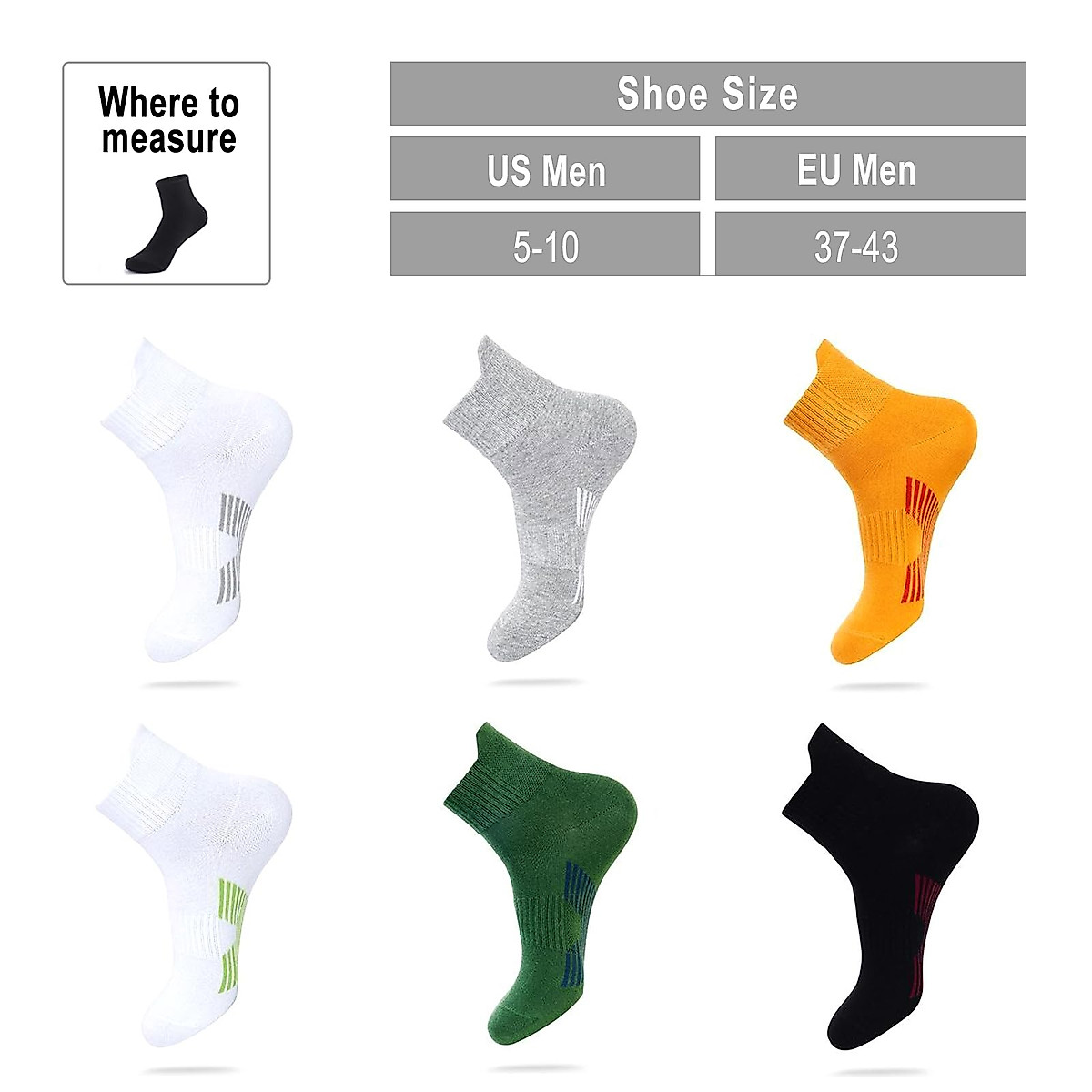 BAYKUORA Calf 100% Cotton Socks,Mid Casual Ankle Socks for Mens,Athletic Towel Sock with Cushion,White-gray,4 Pairs