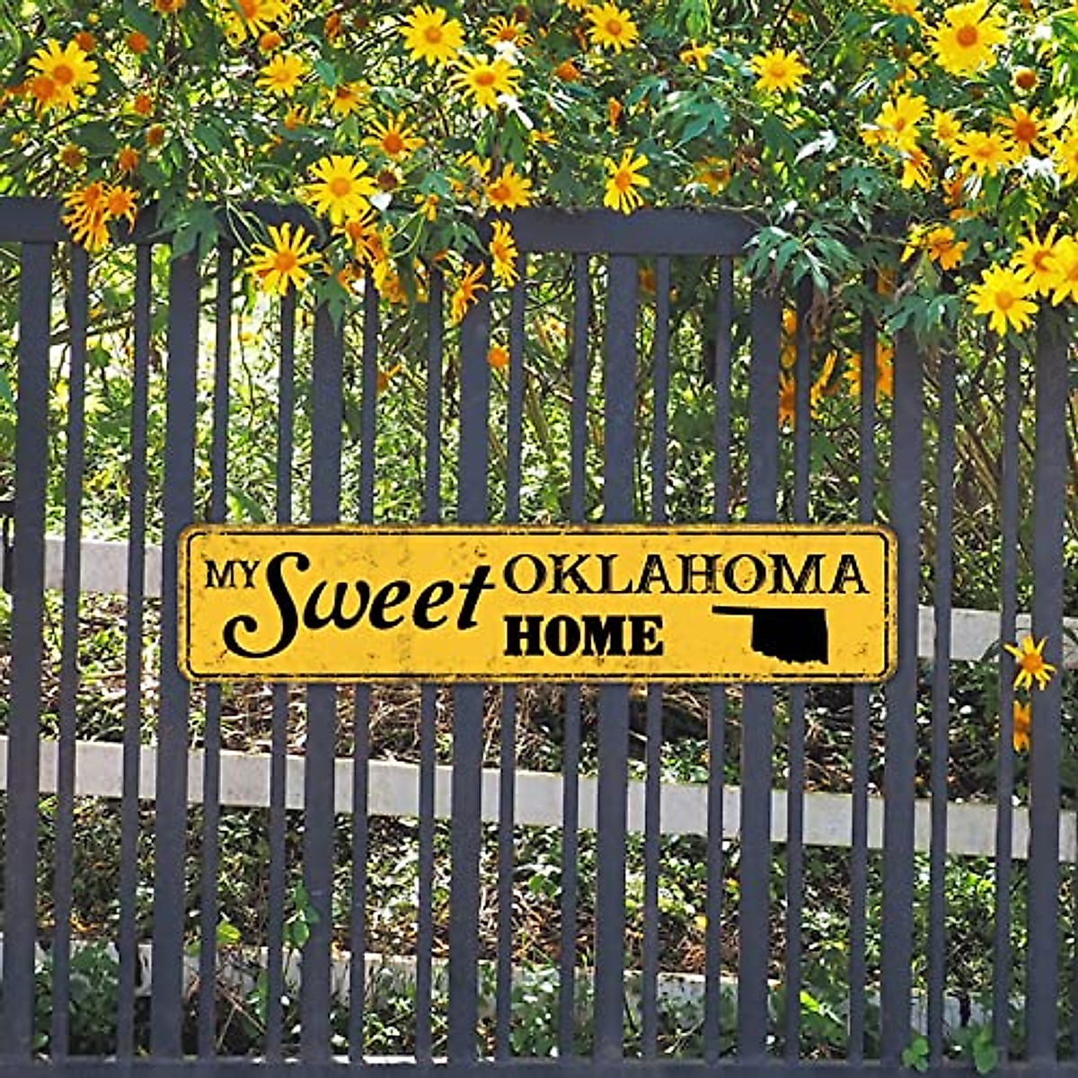 State Map Silhouette Tin Sign My Sweet Home Oklahoma Metal Sign Custom Road Signs Southern Style Art for Front Door Garden Yard Porch Man Cave Novelty Weddings Gift 18x4in