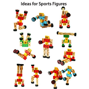 TOWO Wooden Transforming Vehicle Robot - Transfigures Toys for Travel Toys - Construction Toys Building Set - Wooden Transforming Toys 3 Year Old Boys Girls Holiday -Stocking Fillers Stuffers -Red