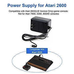 Power Supply for Atari 2600, AC Power Cord Adapter Compatible with Atari 2600 System Console 9V/850mA US Plug