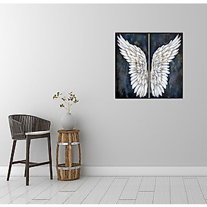 pigpigboss Angel Wings Diamond Painting Kit 5D Full Round Drill Diamond Painting Arts Feather Wing Diamond Dots Kit for Adult Angel Wing Diamond Painting Set for Beginner (16X16 inches)