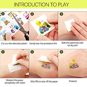 ADXCO 144 Pieces Easter Temporary Tattoos Stickers Non-Toxic Cartoon Body Stickers Easter Bunny Gnome Egg Tattoos 24 Styles for Easter Surprise Egg Fillers, Easter Party Favors