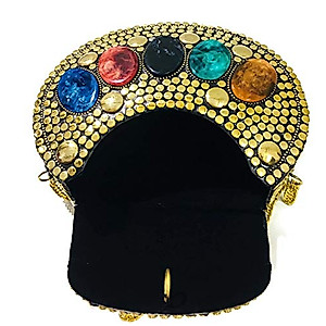 Brass Beaded Ethnic purse Girls Bridal Bag Golden cross body bag for women/Girl party clutch Metal clutches Vintage Brass (Gold Muti Stone)