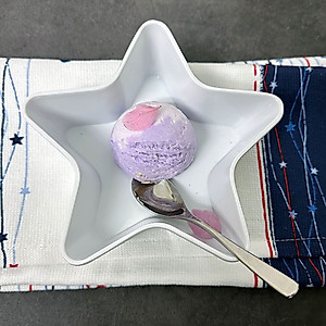 UPware 4-Piece Melamine Mini Bowls Star Decor Small Serving Bowl for Dessert, Snack, Ice Cream, Nuts or fruit, 5.5 Inch Melamine Dessert Bowls Star Shape Bowl (Patriotic Star, White)