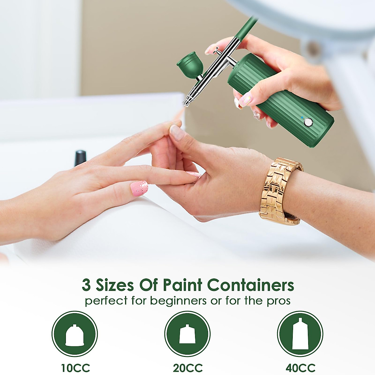 Air Brush Kit with Air Compressor, Rhinowisdom Airbrush Kit 48PSI Airbrush for Nails Air Brush Painting Set Portable with 0.3mm Nozzle and Cleaning Brush Set for Nails Makeup Painting Tattoo Model