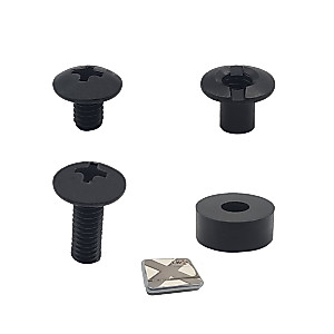 CKX-3 Black Chicago Screws 1/4” set, for DIY Kydex / Leather Knife sheath and Gun Holsters, Phillips Truss Heads + Slotted posts + Rubber Spacers / Washers + Extra: Philips Truss Head screw .500” (20)
