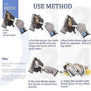 WENDOM Oyster Shucking Knife and Gloves Set Included 2pcs Oyster Shucker Opener New Haven Style, Cut Resistant Glove Professional Guard (1Cloth+1Squeezer)