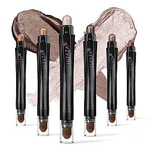 LUXAZA 6PCS Eyeshadow and Eyeliner Pen,Matte And Shimmer Cream Eyeshadow Pencil Crayon,Champagne Rose Pink Eye Brightener Stick,Waterproof Long Lasting Highlighter Makeup Stick