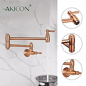 Copper Finish Wall-Mounted Pot Filler Faucet