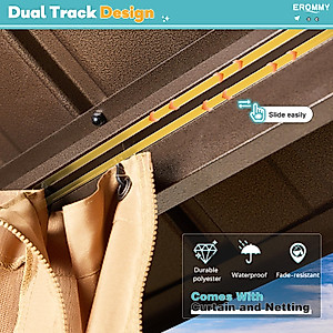 EROMMY 12' x 14' Hardtop Gazebo, Aluminum Frame Gazebos with Galvanized Steel Double Roof, Permanent Outdoor Metal Pavilion with Curtain and Netting for Patio, Lawn, Deck