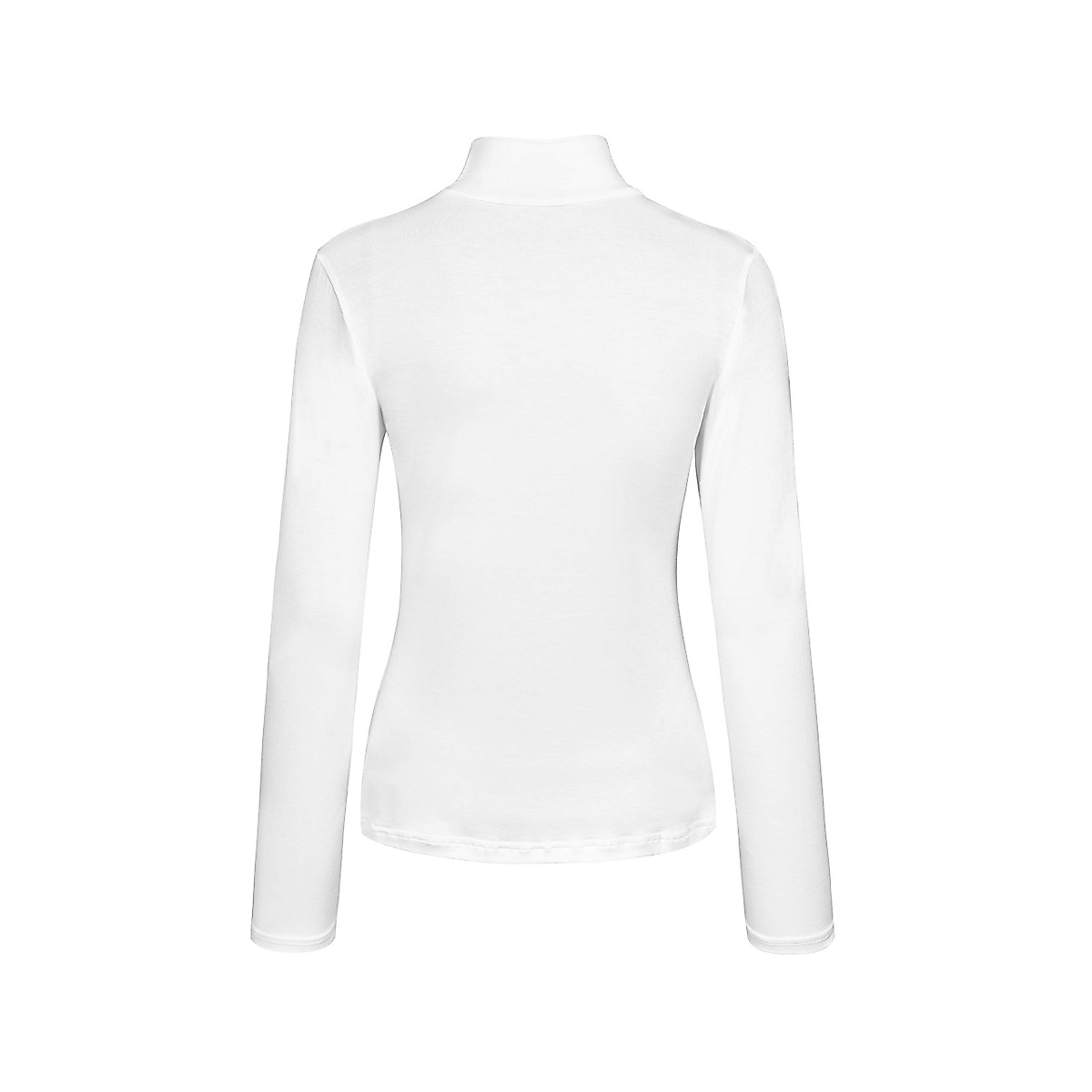 Kindcall Women’s Slim Fitted White Mock Turtleneck Tops Long Sleeve Lightweight Base Layer Shirts Medium