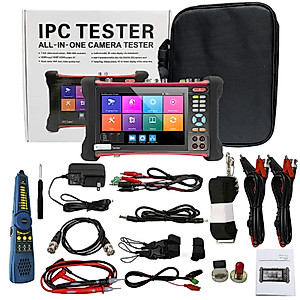Rsrteng CCTV Tester Upgraded Version 8K IP Camera Tester CCTV Camera Tester with TVI CVI AHD SDI Coaxial Camera Test Networl Tools Cable Tester Support DMM OPM TDR POE HDMI DC24V Dual Network Port