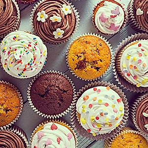 Xlloest Mini Cupcake Liners Muffin Wrappers Rainbow Bright Baking Cups Paper, 400 Pack