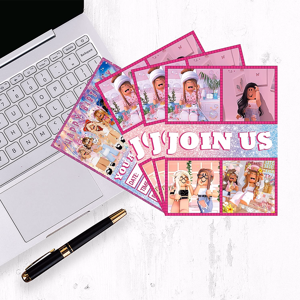 DB11 20pcs Sandbox Game Birthday Party Invitations Sandbox Game Party Decoration Invitation Cards with 20 Envelope Boys and Girls Baby Shower