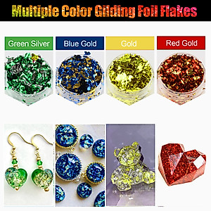 Gold Flakes for Resin, 30 Colors Metallic Foil Flakes, Colored Gilding Flakes Craft Foil with Tweezers for Resin, Nail Art, Jewelry Making, Candle Molds & Painting