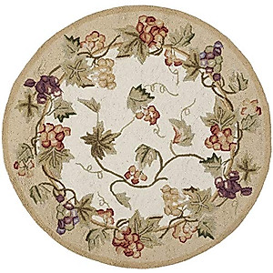 SAFAVIEH Chelsea Collection 3' Round Ivory HK116A Hand-Hooked French Country Wool Area Rug