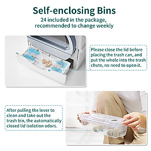 VARLNALY 4.0 Large Semi -Automatic-Cleaning Cat Litter Box, Pull-Out Non-Electric Fully Enclosed Litter Box, Prevents Urine Leakage, Isolates Odor, with Replacement Trash Box 24PCS, White