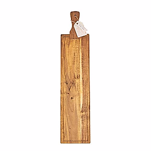 Twine Rustic Farmhouse Tapas Board Serveware, Acacia Wood Plank, Cheese Tray with Handle Brown