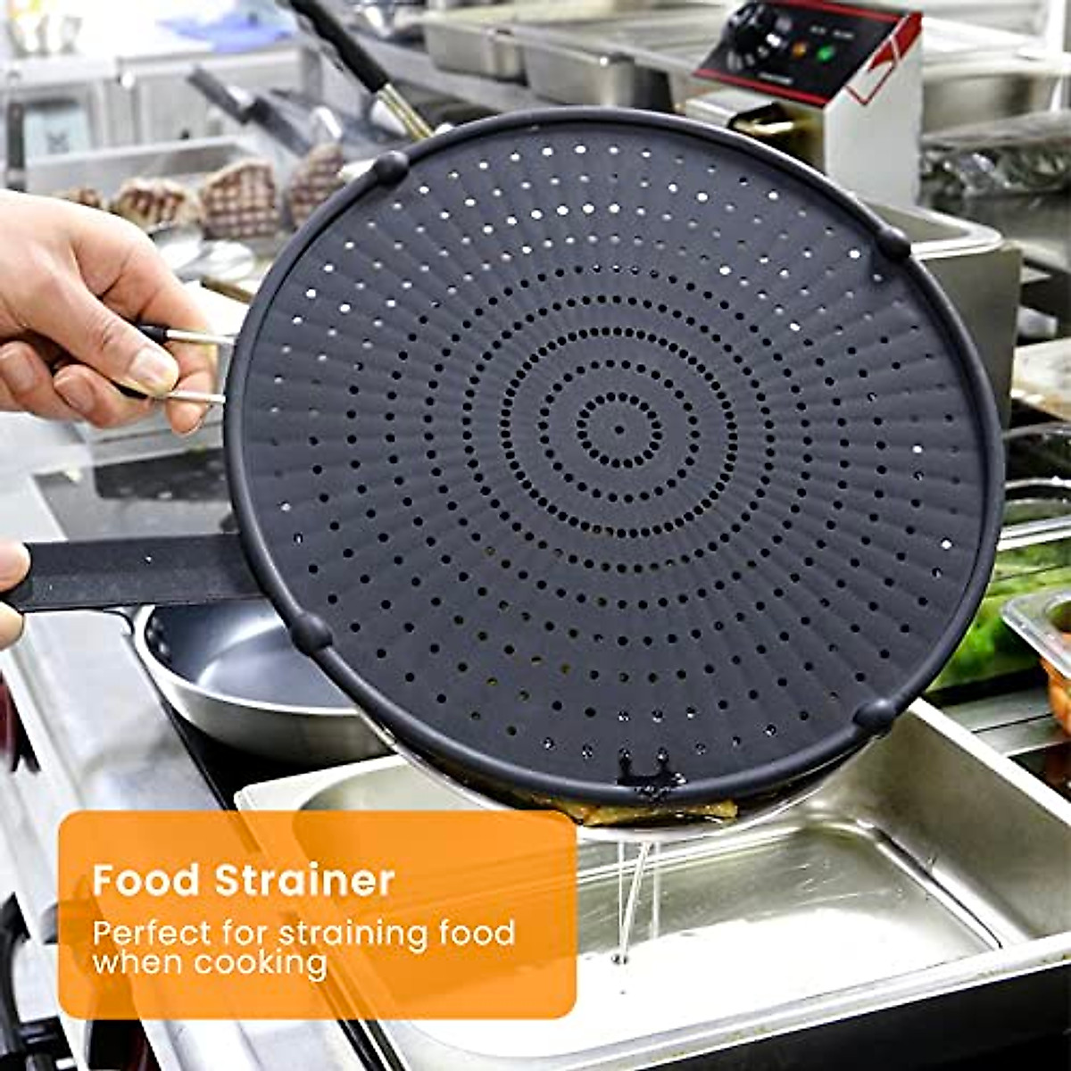 Beckon Ware 13 inch Oven Safe Silicone Splatter Screen for Frying Pan, Black