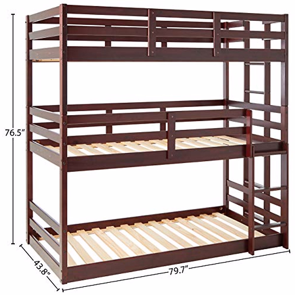 Donco Kids DONCI 1555-TTTCP Triple Bunk Bed Twin/Twin/Twin Dark Cappuccino