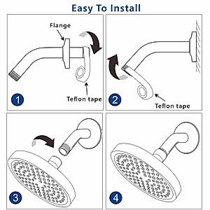 Eolax 8 Inch Shower Arm and Flange, Made of Stainless Steel, Wall-Mounted For Fixed Shower Head and Handheld Showerhead Mounts (8" Chrome)