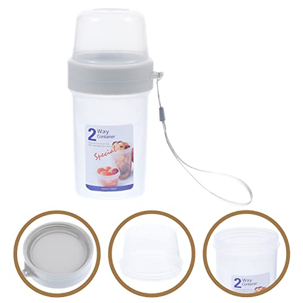 Zerodeko Breakfast on The Go Cups Portable Yogurt Cups Large Capacity Sealed Double Layer Food Container for Cereal Oatmeal Fruit