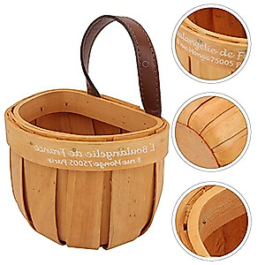VALICLUD Woven Baskets 2pcs Wall Hanging Bucket Wooden Wall Pocket Planter Hanging Natural Bucket Vintage Rustic Flowers Vase Planter Holder with Rope for Indoor Outdoor Decor Indoor Hanging Planters