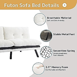 71'' Loveseat Sofa Couch for Living Room, Modern Adjustable Sofa W/Metal Leg, Breathable Upholstered Adjustable Lounge Couch 2-Seater Love Seats Couch for Bedroom, Apartment, Home Office (White)