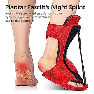 Runkelai Plantar Fasciitis Night Splint: 2 Packs Upgraded Plantar Fasciitis Brace with Support Plate for Plantar Fasciitis Relief Achilles Tendonitis Relief Foot Drop Heel Arch Pain Support for Women Black-Red