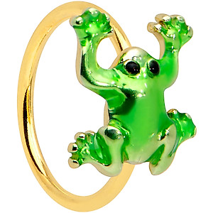 Body Candy Womens 20G Stainless Steel Nose Ring Green Tree Frog Nose Hoop Ring Circular Nose Ring 5/16”
