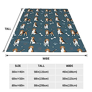 Cute Beagle Blanket Cozy Soft Throw Blanket for Couch Sofa Bedding Living Room, Warm Plush Flannel Blankets for Boys Girls Men Women 50"x40"