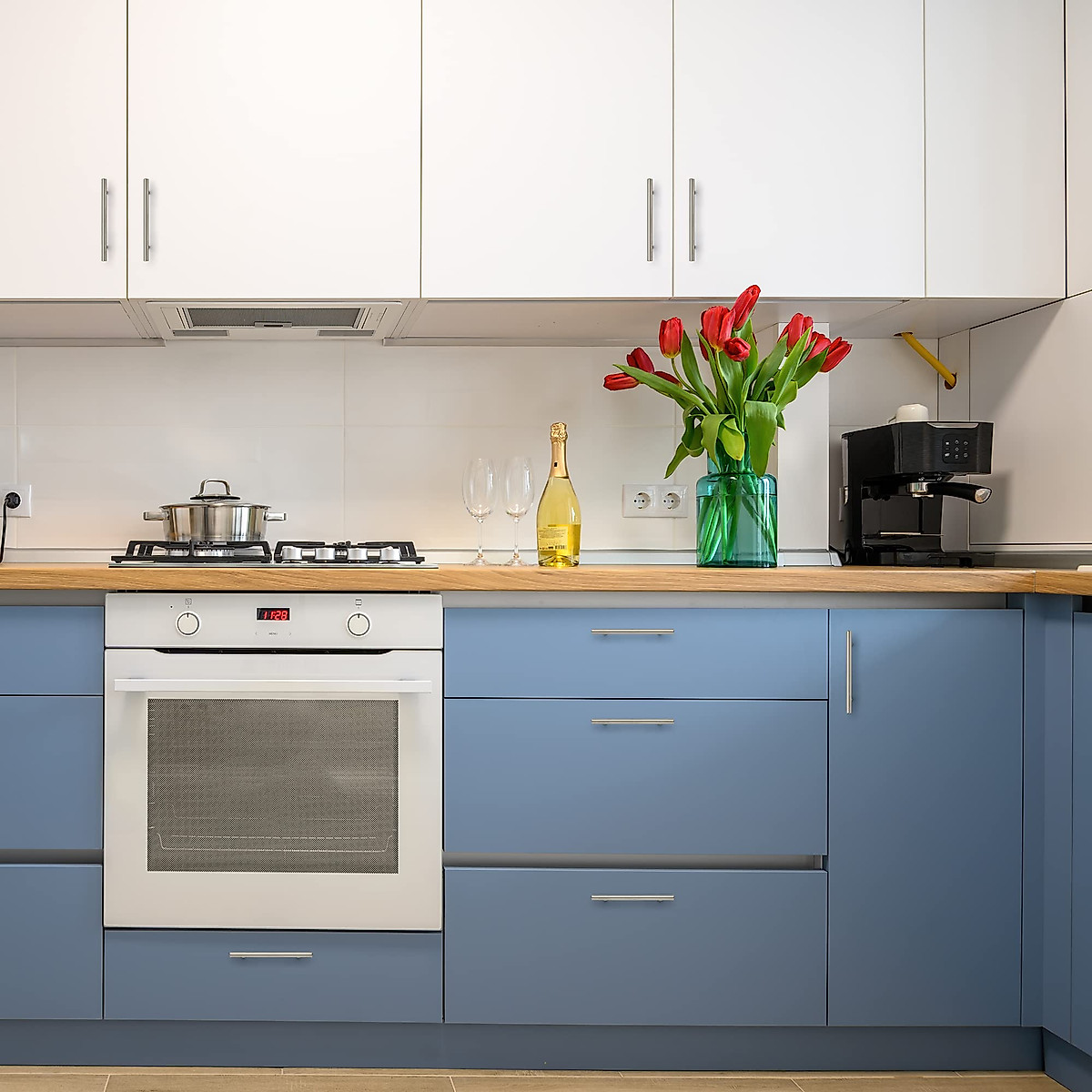 Ravinte 30 Pack | 7.38'' Cabinet Pulls Brushed Nickel Stainless Steel Kitchen Drawer Pulls Cabinet Handles 7-3/8”Length, 5” Hole Center with Mounting Template