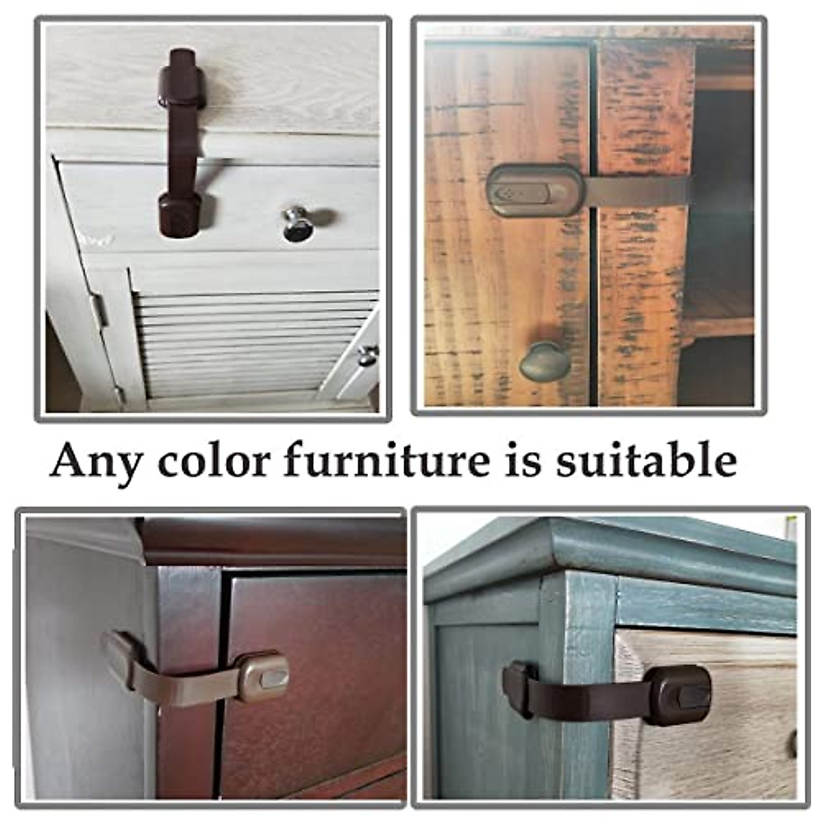 Child Safety Cabinet Locks for Baby Proof,Child Proof Safety Locks for Cabinets,Drawers,Cupboard,Oven,Fridge(Brown Cabinet Locks-8Packs)