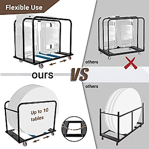 Eastrexon Folding Table Cart, Drywall Cart w/ 5" PU Swivel Wheels, Heavy Duty Table Dolly w/ 1800 LBS & 10 Table Capacity for Party Events, Hotel, Factory, Warehouse (45.6" L x 29" W x 39" H)