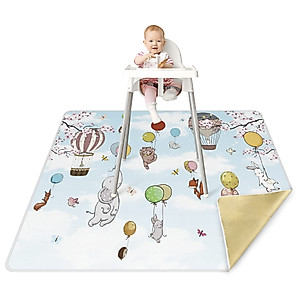 Splat Mat Under High Chair Splash Mat - 51" Floor Protection SI Anti-Slip Waterproof Washable High Chair Mat Multipurpose Table Cloth Portable Picnic Play Mat with Early Education Pattern Splash Mat