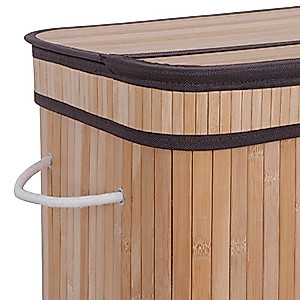 Laundry Basket Bamboo Laundry Hamper 2 Parts for Dirty Clothes Storage