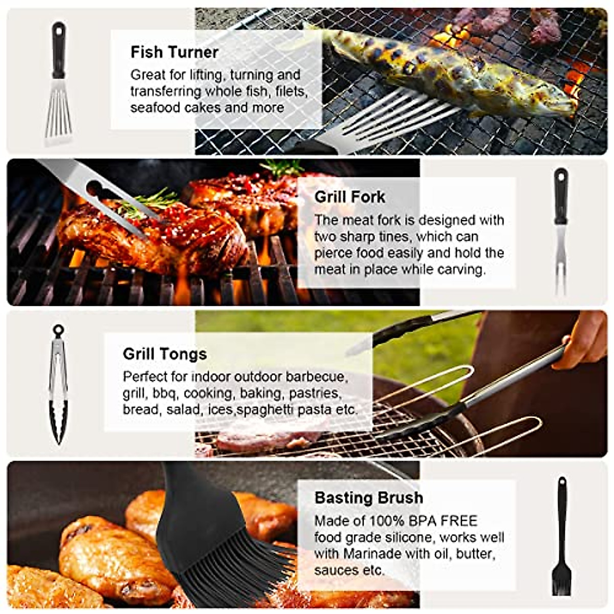 Griddle Accessories Kit, 39pcs Grilling Tools Spatulas Set for for Blackstone, Camp Chef, Stainless Steel Grill BBQ Tool Set with Basting Cover, Chopper, Spatula, Scraper, Bottle, Tongs, Egg Ring