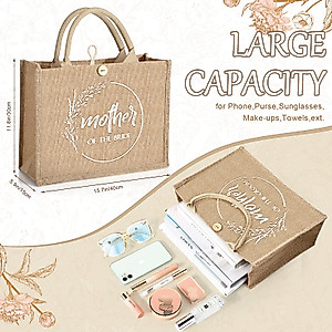 Coume 2 Pcs Mother of the Bride and the Groom Bags Wedding Gift for Guests Tote Bags with Handle Reusable Bridesmaid Gift Bags for Bridal Party Wedding Day (Brown, 15.8 x 11.8 x 5.9'')