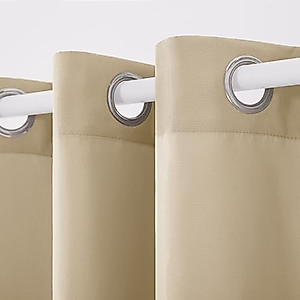 TOWN & COUNTRY BASICS Cabana Solid Heavyweight Indoor Outdoor Curtains, Light Filtering Opacity with Grommet Top, Water Repellent, 2-Pack Set, 54"x84", Natural