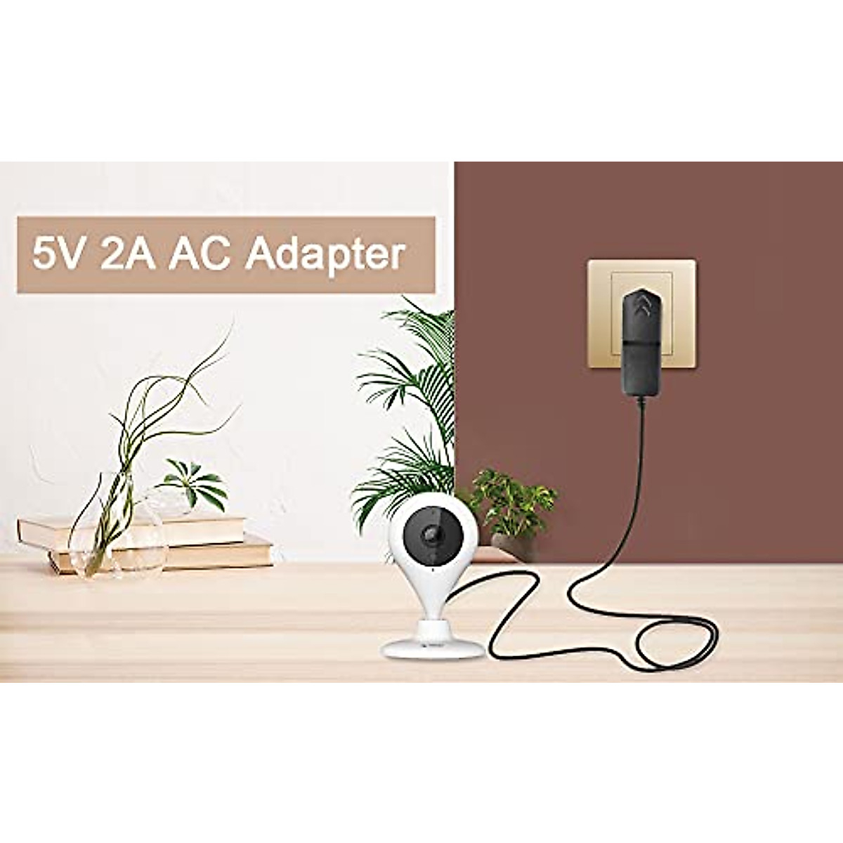 (2 Pack) 5V 2A Power Supply Adapter, BOLWEO AC 100-240V to DC 5V 1A Adaptor Cord Compatible with Baby Monitor,TV Box, Speaker, Camera,Audio/Video, 5V Router, DC Jack Barrel 5.5mmx2.1mm