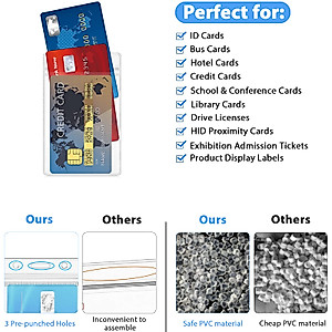 ID Badge Holder with Lanyard, 10 Sets Clear Name Badge Holder 4.5x2.6 Inches, Name Tag Holder with Waterproof Resealable Zip for Business School (Vertical)