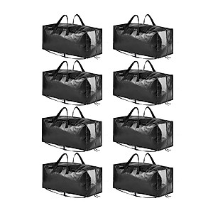 SpaceAid Heavy Duty Moving Bags, Extra Large Storage Totes W/ Backpack Straps Strong Handles & Zippers, Alternative to Moving Boxes, Packing & Moving Supplies, Black (8 Pack)