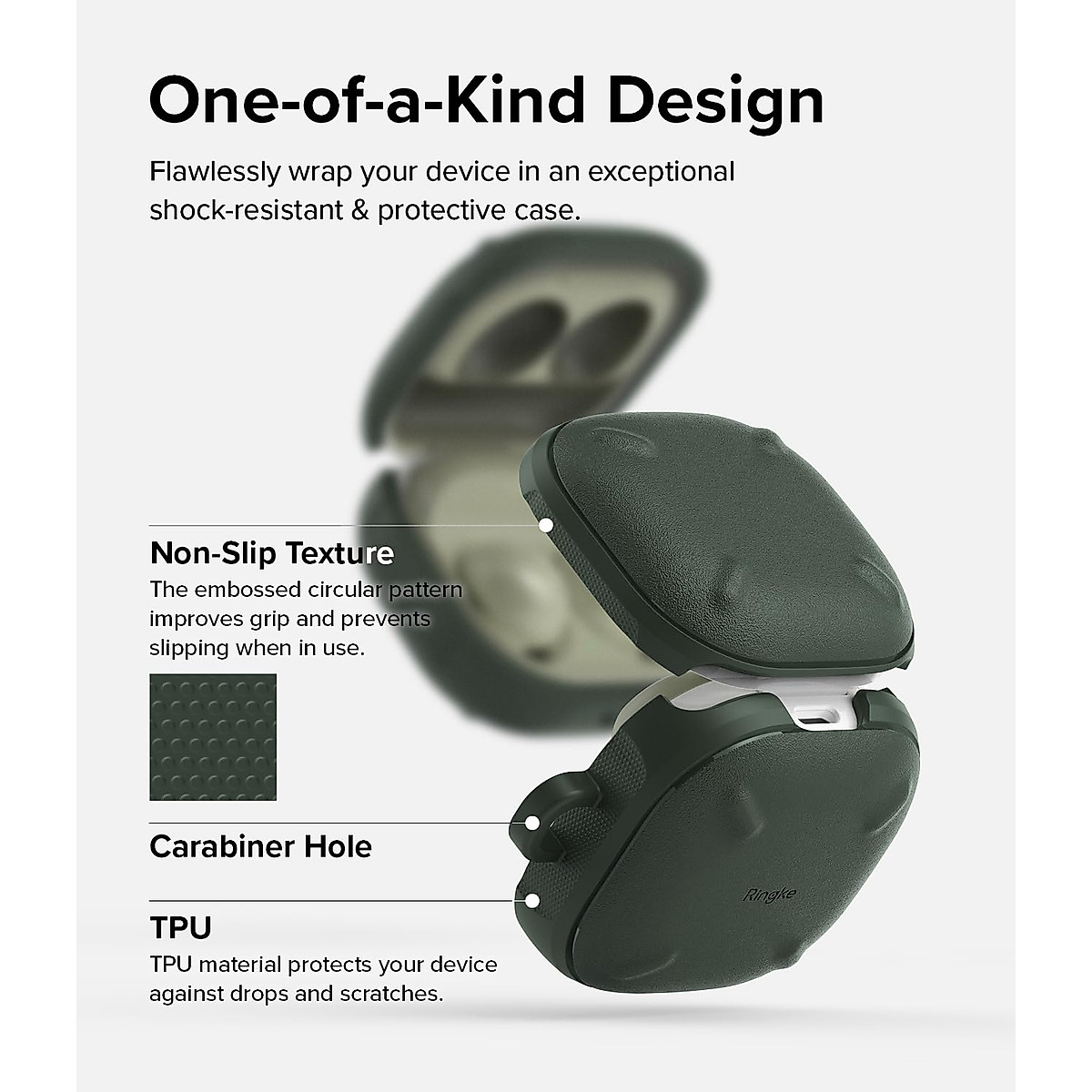 Ringke Onyx Compatible with Samsung Galaxy Buds 2 Pro/Pro / 2 / Live/FE Case, Oil & Dirt Resistant Non-Slip Cover - Dark Green