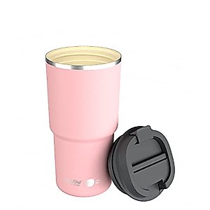 asobu 22oz Extra Large Ceramic-Lined Travel Mug with No Metal Taste-Keeps Flavors True - Double-Wall Vacuum Insulated Coffee Mug with Spill-Proof Pop-Open Lid for Hot Drinks