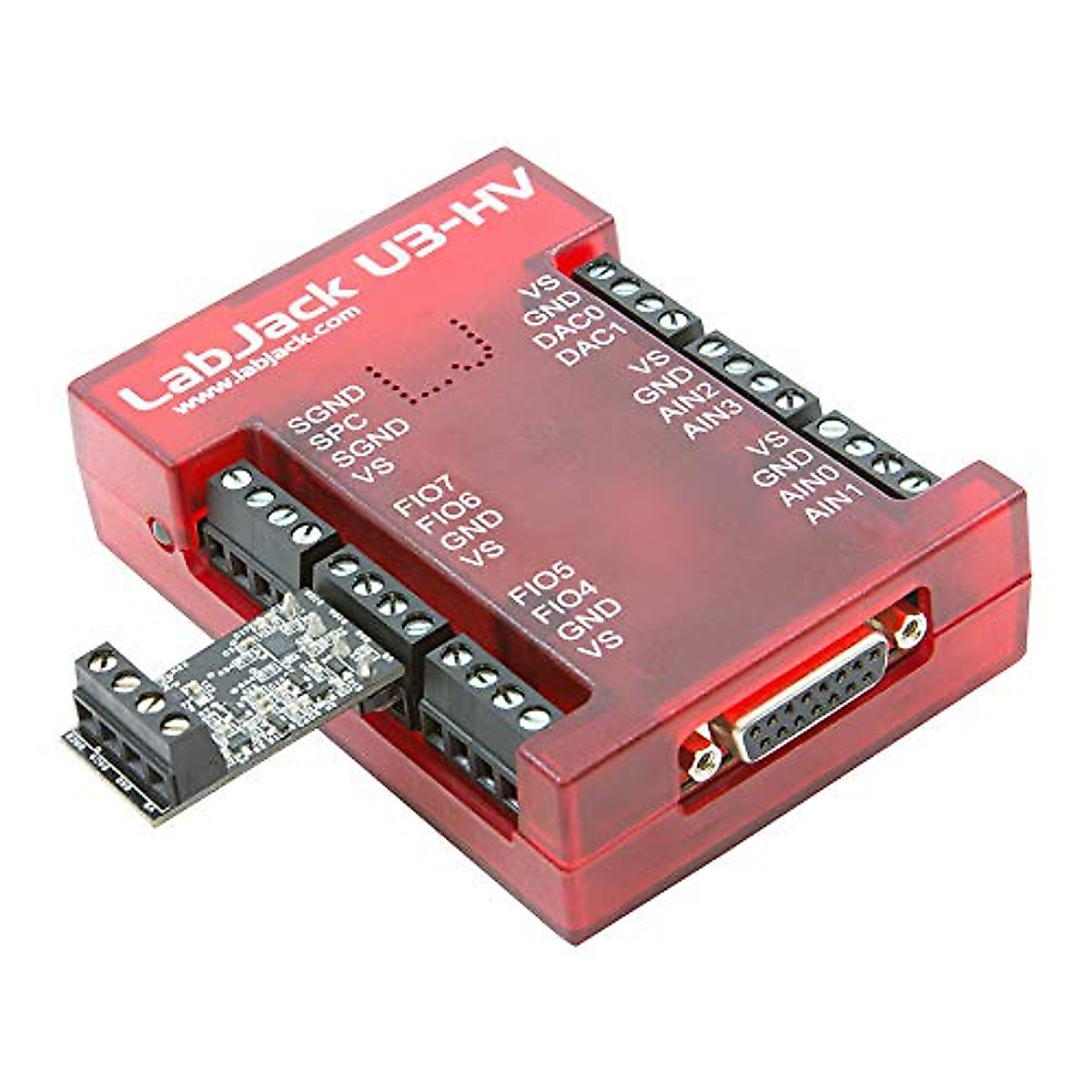 U3-HV USB DAQ Device with 4 Dedicated High-Voltage (±10V) Analog Inputs, 12 Flexible I/O for Analog and Digital Data Acquisition of Sensors, Controlling Relays, Automation and Timers