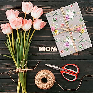 WAPLIGHAL Floral Wrapping Paper - Colorful Floral, Peony, MAMA and Mommys Girl Letter Designs - 8 Folded Sheets (20 x 29 Inches)